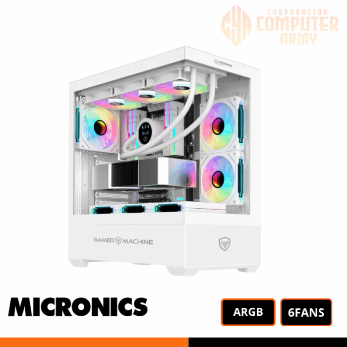 CASE GAMER ICUBE MIC GC800-6W, 6FAN ARGB, WHITE – COMPUTER ARMY