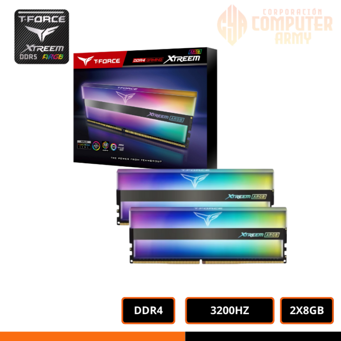 MEMORIA RAM TEAMGROUP T-FORCE XTREEM ARGB 16GB (2X8GB) DDR4 3200MHZ ...
