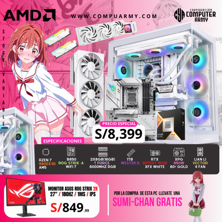 PC WAIFU SUMI – RYZEN 7 9800X3D + RX 9070XT 16GB – COMPUTER ARMY
